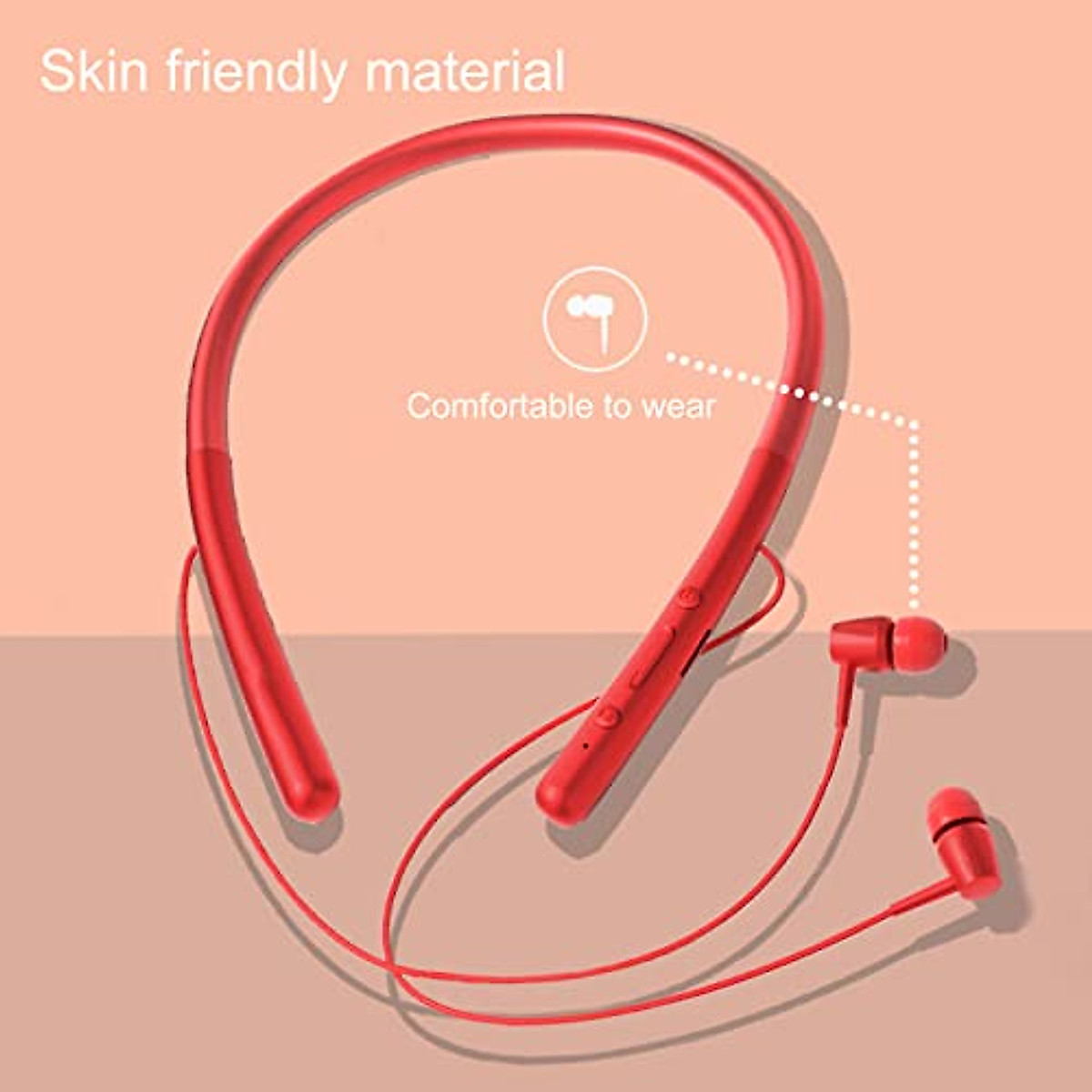 OCUhome 5.0 Wireless Neckband Earphone, IPX5 Waterproof Stereo Wireless Headset with Microphone Noise Cancelling Earphones for Gym Running Compatible with iOS Android Black