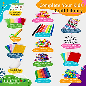 Hutsuls Kids Arts and Crafts Supplies - Toddler Craft Supplies & Materials - Preschool Craft Kits for Kids Ages 5-7 - Ultimate Crafting Kit for Children, Girls, Boys - Pipe Cleaners, PomPoms, Stickers