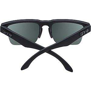 SPY Optic Helm 50/50, Square Semi-rimless Sunglasses, Color and Contrast Enhancing Lenses, Soft Matte Black - Happy Gray Green Polarize Lenses