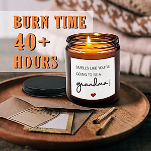 kdqua Pregnancy Announcement Gifts for Grandma Lavender Scented Candles, Mothers Day Baby Shower Gifts for Grandma, Promoted to Grandma New Grandma to Be Gifts Candle Soy Wax Amber Jar Candles