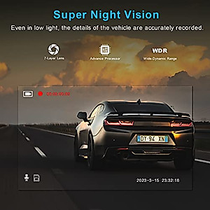 Edospor Dash Cam for Cars with 64G SD Card, 3'' IPS Screen Car Camera, 176° Wide Angle Dash Camera, 1080P FHD Dashcam with IR Night Vision, Loop Recording, Parking Mode, G-Sensor, WDR