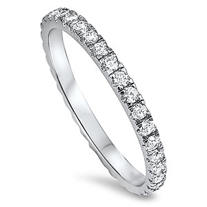 Women's Eternity Band Clear CZ Ring Wholesale New 925 Sterling Silver Size 11