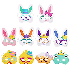 JOYIN 10 Pcs DIY Easter Bunny Mask Craft Kit Easter Crafts and Activities for Pretend Play, Decorate and Wear, Dress-Up Party Accessory, Animal Mask Assortment Easter Eggs Hunt and Theme Party