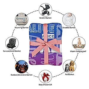 Customized Blanket for Adults with Name Personalized Blankets with Name for Adults Custom Purple Gradient Fleece Blanket Gifts for Birthday Mothers Fathers Valentines Day