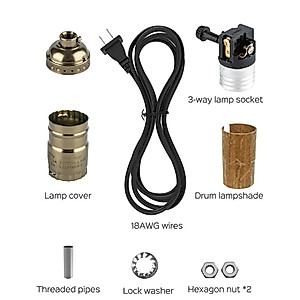 JACKYLED Lamp Socket Replacement, DIY Lamp Wiring Kit, UL Listed, Antique Bronze, Medium Base, Metal, Table Top, 120V AC