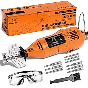 Electric Chainsaw Sharpener Kit, 3 in 1 Chain Saw Sharpener 180w, 5 Speed Craftsman Chainsaw Sharpener with Sharpening Wheels/Stones Set, Handheld Universal Chainsaw Teeth Sharpener Grinder Tool