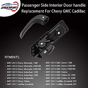 ATRACYPART Interior Door Handle Kit Front Rear Right Passenger Side | for 2007-2014 Chevy Silverado Tahoe Suburban Avalanche, GMC Sierra Yukon, Cadillac Escalade | Replaces# 20833602, 20871483, 80375