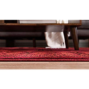 Unique Loom Tekke Collection Over-Dyed Saturated Traditional Torkaman Area Rug, 5 x 8 ft, Red/Black