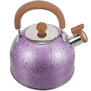 Hemoton Stovetop Tea Kettle Stainless Steel Whistling Teapot Water Kettle Stove Coffee Kettle with Cool Grip Ergonomic Handle for Boiling Water 2L Purple