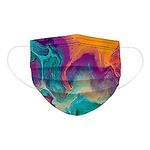 20/50/100 Pack Tie-Dye Disposable Face Protection, 3 Ply Protection Dust Women Men Breathable for Working Mowing Running Cycling Outdoor School (50 PC, Multicolor #1)