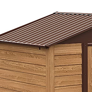Outsunny 8' x 6' Metal Outdoor Storage Shed with Double Doors and Four Ventilation for Patio Furniture, Garden Tools, Backyard Lawn, Brown