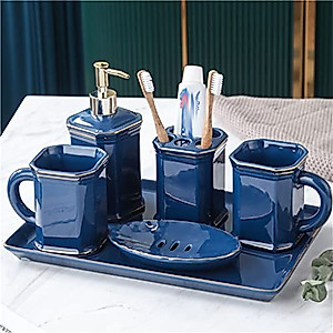 CZDYUF Mouthwash Cup six-Piece Set Nordic Ceramic Household wash Cup Couple Tooth Brushing Cup Tooth Cylinder Tray Set