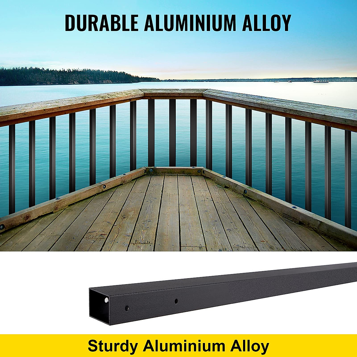 VEVOR Balusters 32 Inch-101 Pack Staircase with Screws Square Aluminum Railing, for Outdoor Stair Deck Porch, Black