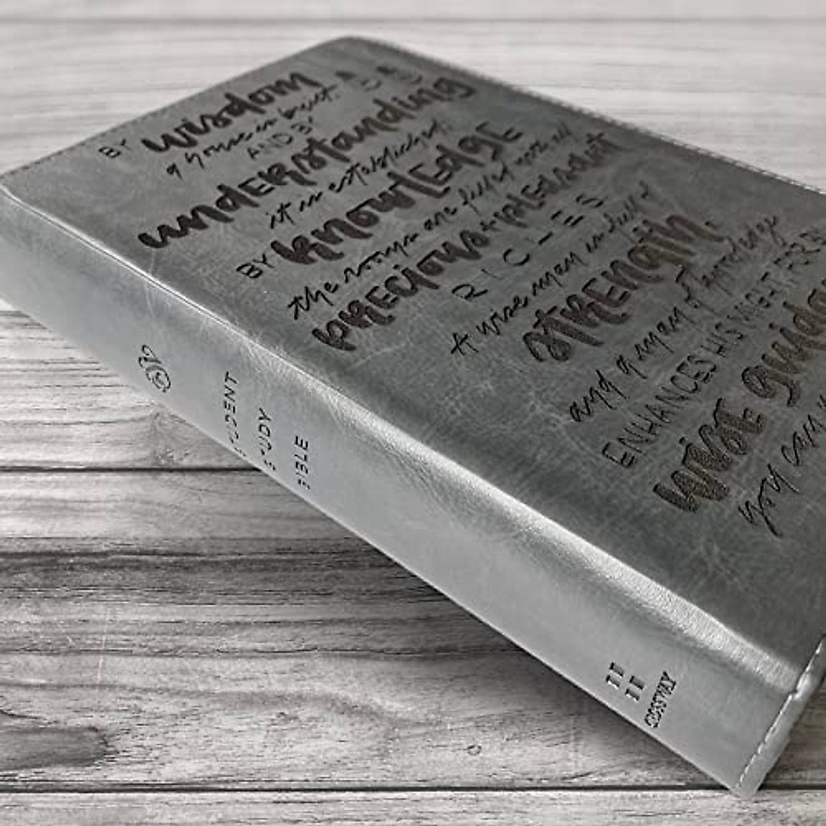 Hand Lettered and Laser Engraved ESV Bible, Student Study Bible with Gray Trutone Leather Cover, Personalized Gift, Custom Name Engraving Available