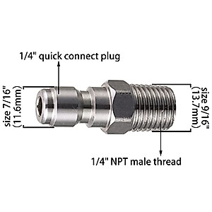 Tool Daily Pressure Washer Coupler, Quick Connect Plug, 1/4 Inch Male NPT Fitting, 5000 PSI, 2-Pack