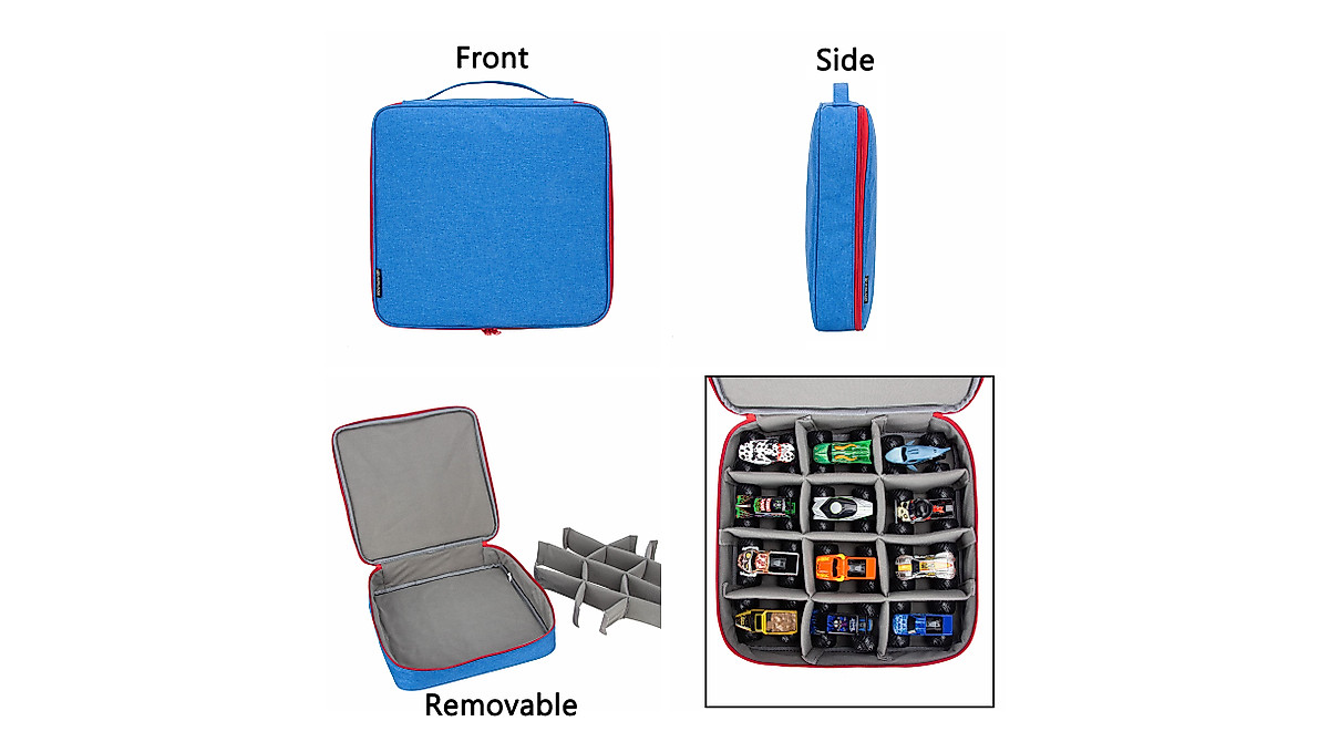 KISLANE Blue Carrying Case for Monster Jam Trucks | Store 12 Kids' Toy Cars