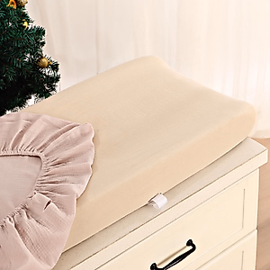 100% Cotton Muslin Changing Pad Cover for Boys Girls Baby 2 Pack, Soft and Breathable Diaper Change Table Sheets, Fit 32"x16" Contoured Pad, Fog & Blush