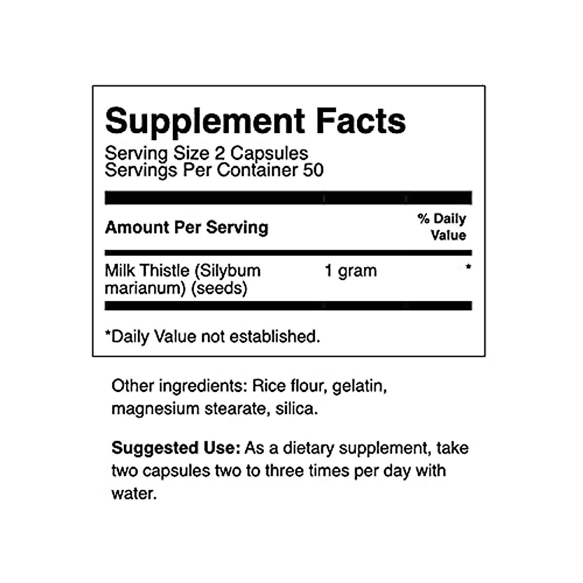 Swanson Milk Thistle - Herbal Liver Support Supplement - Natural Formula Helping to Maintain Overall Health & Wellbeing - (100 Capsules, 500mg Each) 2 Pack