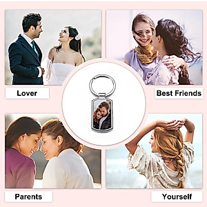 AllerPierce Personalized Custom Keychain Print Photo Picture Key Chain Holder Engraved Picture Text Keychain Father's Day Gifts