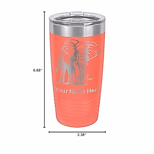 LaserGram 20oz Vacuum Insulated Tumbler Mug, African Elephant, Personalized Engraving Included (Coral)