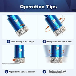 Dry Diamond Core Drill Bit - BRSCHNITT 2pcs/Pack 1 Inch (25mm) Diamond Hole Saw Core Drill Bit with Triangle Shank for Porcelain Tile Ceramic Stone Granite Marble