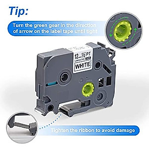 12mm Label Tape Compatible with Brother Label Maker Tape Replacement for Brother P-Touch Label Maker PT-D210 PT-H110 PT-1880 PT-D400