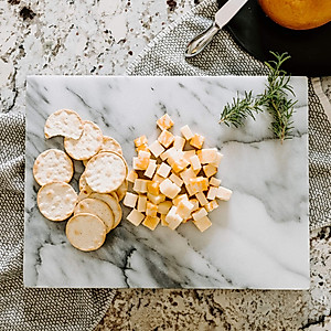 Villa Acacia Marble Cutting Board - 18 x 18 Inch Marble Slab Pastry Board for Charcuterie, Cheese, Dough, Dessert - Decorative Stone Cutting Board for Kitchen and Home﻿