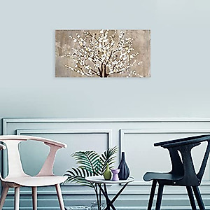 Flower Canvas Wall Art for Living Room Plum Blossom Canvas Wall Pictures for Bedroom Wall Decor Abstract Elegant Floral Canvas Prints Artwork Home Wall Decorations Framed Ready to Hang 20" x 40"