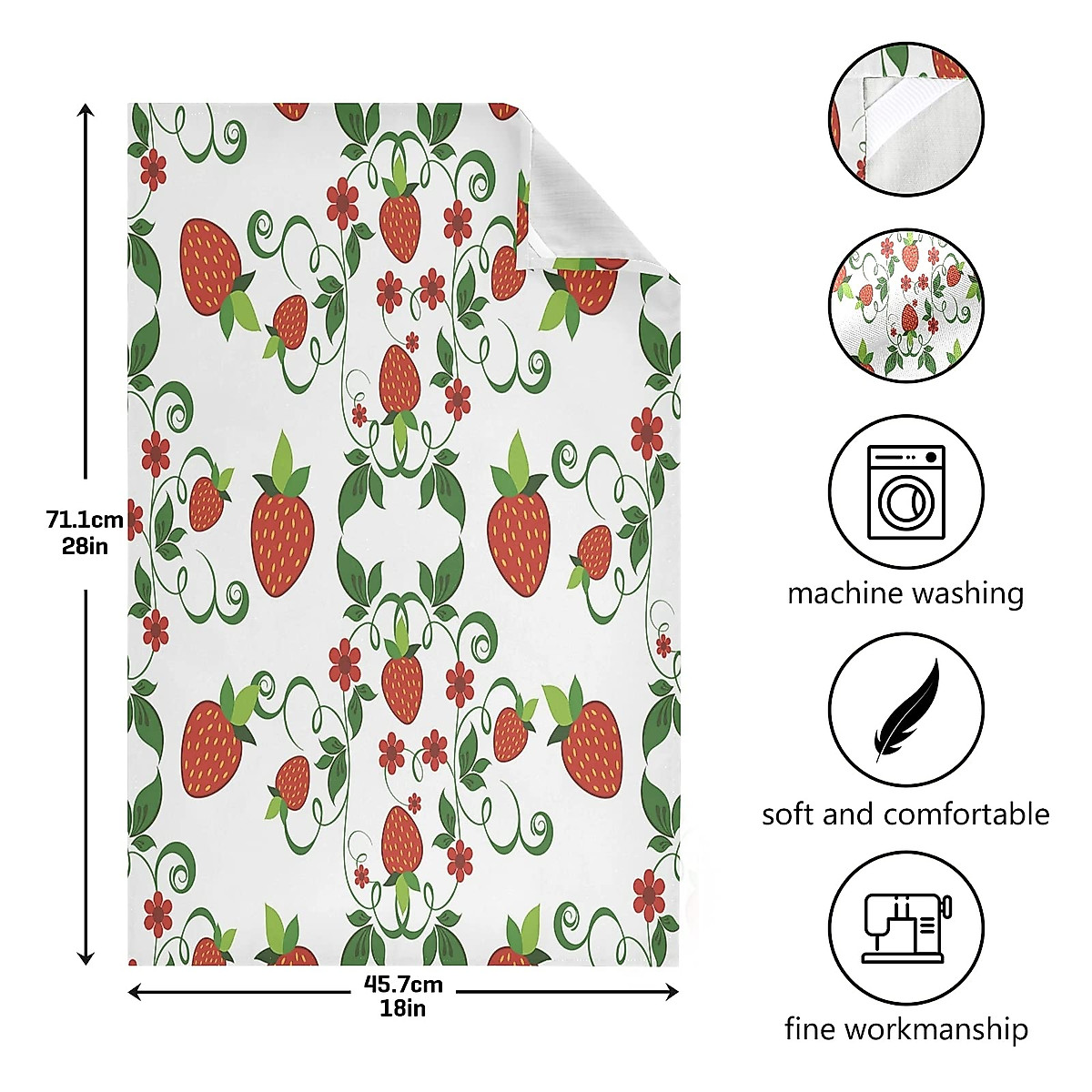 ALAZA Strawberry Decorative Kitchen Dish Towels 1 Piece,Soft and Absorbent Kitchen Hand Towels Home Cleaning Towels Dishcloths,18 x 28 Inch