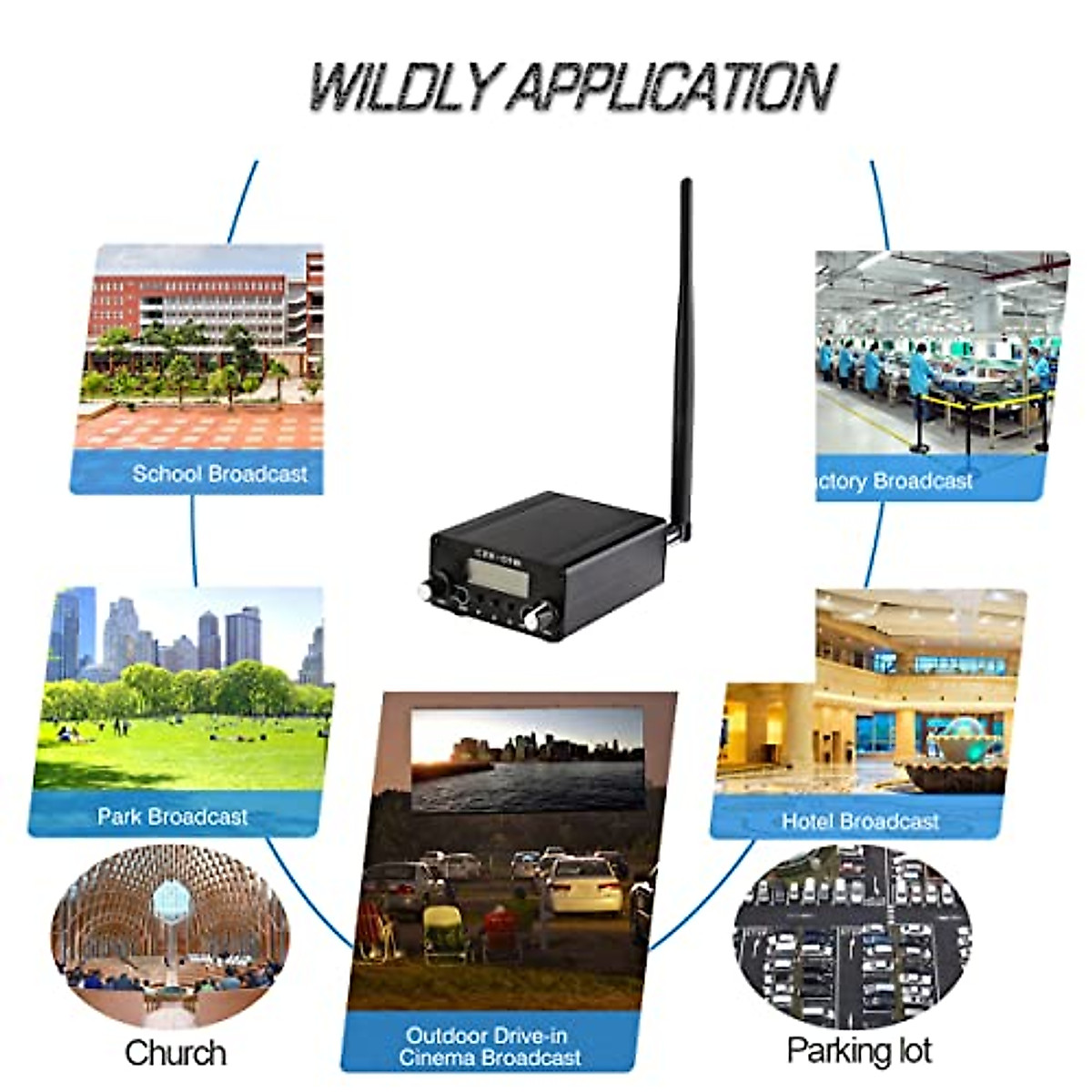 Fm Transmitter, Stereo Transmitters for Church Parking Lot Drive-in Home Supermarket Conference Factory Lights Show