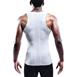 NELEUS Men's 3 Pack Mesh Compression Tank Top Athletic Base Layer,802,White,M,EUR L