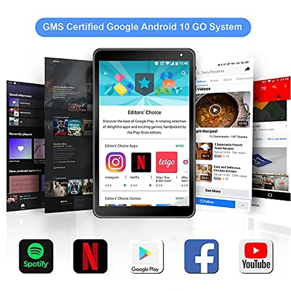AWOW Tablet 10.1 inch Android Tablet, 1.5GHz Quad Core, 2GB RAM, 16GB ROM, 1280 x 800 HD IPS, 0.3MP & 2MP Camera, Android 10（Go Edition）, 2.4G WiFi, Bluetooth 4.0, 5000mAh Battery Capacity