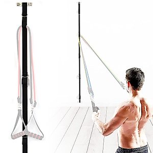 Brebebe Multi Point Wall Anchor Strap for Resistance Bands Exercises, Door Anchor Strap Loops with 5 Metal D-rings, Wall Anchor Tracks Home Gym Fitness System, Simple & Effective (No Resistance Bands)
