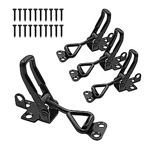 GouZaak 4 Pack Adjustable Black Toggle Clamp Latch (4001) Heavy Duty 220 lbs Toggle Latch & Quick Release Metal Pull Latches, Easy to Install for Lid Box Case Door Smoker room(20pcs 0.6" Screws)
