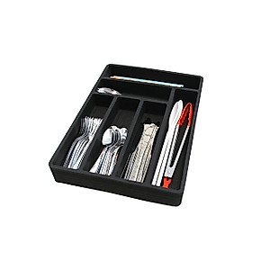 Polar Whale Flatware Silverware Drawer Organizer Premium Dividers for Cutlery Forks Knives Spoons Serving Utensils Non-Slip Waterproof Tray Insert 12.75 X 18 Inches 6 Slot Extra Deep