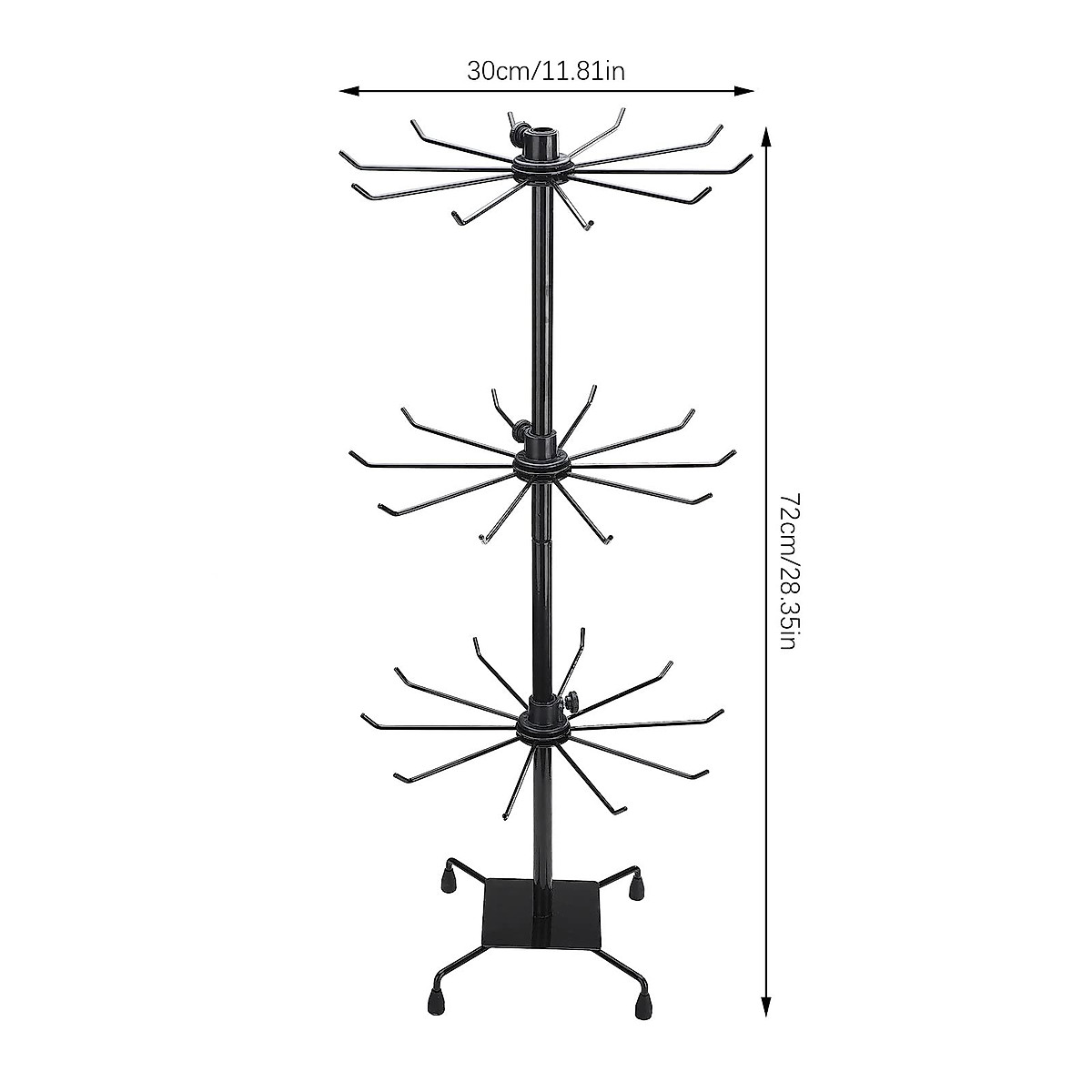 Firlar Rotating Jewelry Display Holder, 3 Tier Rotating Necklace Holder Rack Fashion Counter Jewelry Tree Stand Display Organizer for Necklaces, Bracelets, Earrings, Ring