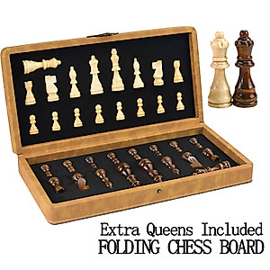 15inch Chess Set, Magnetic Chess Borad Classic Chess Game Set with Pieces Storage for Family Game Night Ideal Chiristams Gift for Families