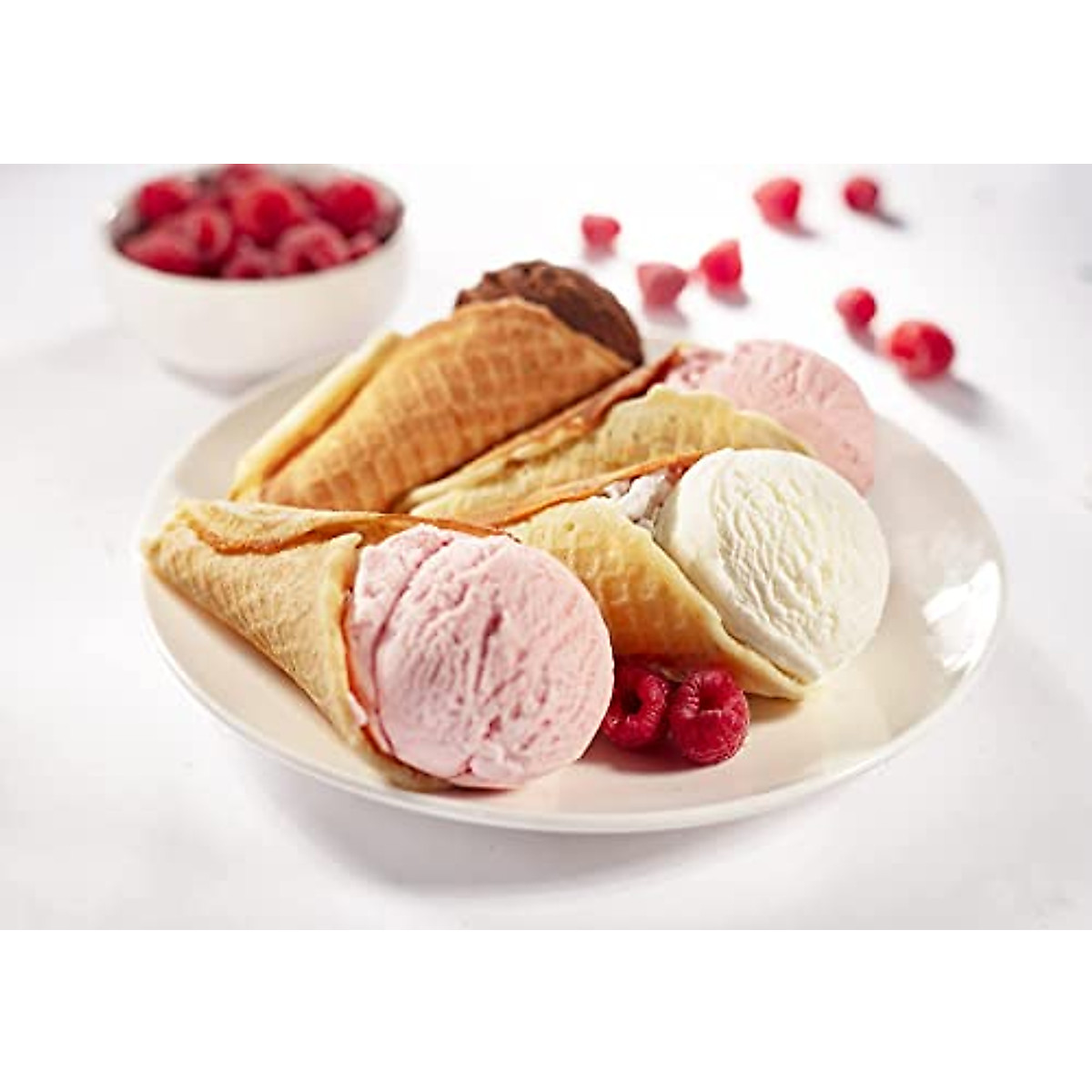 Mini Waffle Ice Cream Cone Maker - Bake 4 Homemade Mini Cones at Once, Includes Shaper Roller - Make Fun Bite Sized Entertaining Desserts for Summer Parties, Special Occasions and Gift Giving Treats