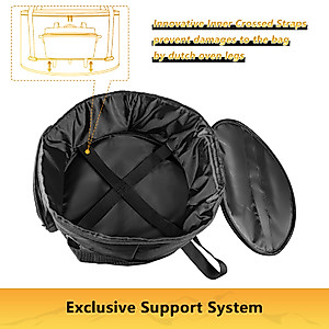 SIRUITON Dutch Oven Bag,Suit for 14 Inch Dutch Oven, Carry Bag with Extra Inner Crossed Straps & Pockets