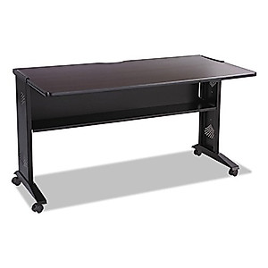 Safco 1933 Mobile Computer Desk W/Reversible Top 53.5 X 28 X 30 Mahogany/Medium Oak/Black