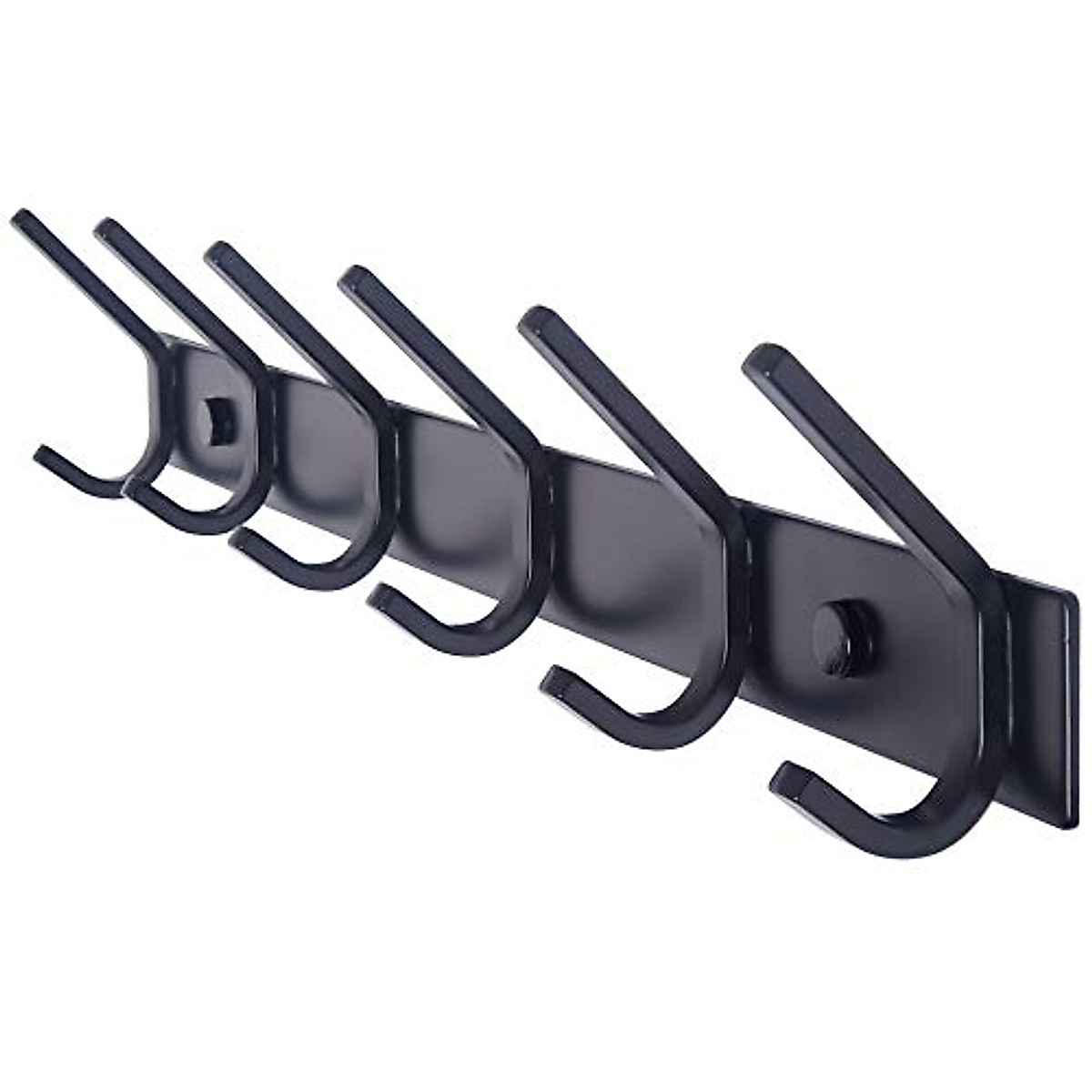 WEBI Coat Rack Wall Mounted,17-1/8 Inch Coat Hooks for Hanging Coats,Heavy Duty Metal Hook Rack Rail with 6 Double Dual Hooks Coat Hanger Wall Mount for Purse Clothes Jacket Backpack Entryway,Black