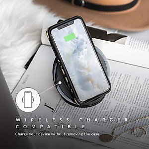 BURGA Phone Case Compatible with iPhone X/XS - Hybrid 2-Layer Hard Shell + Silicone Protective Case -Emerald Green Jade Stone High Luxury Gold Glitter Marble - Scratch-Resistant Shockproof Cover