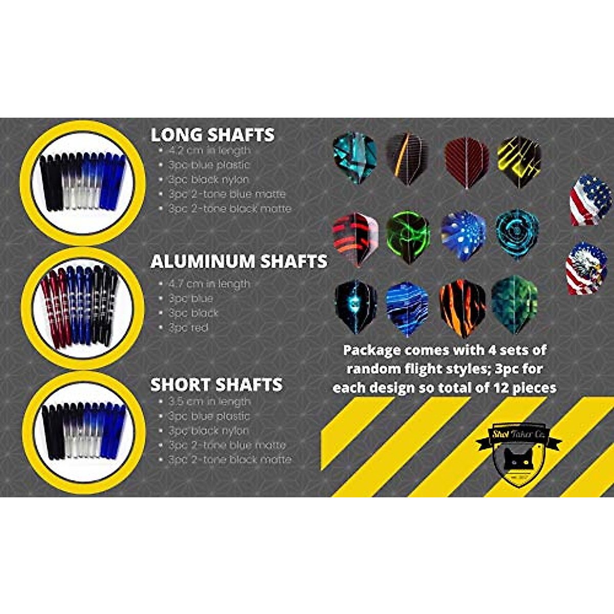 SHOT TAKER CO. EST. 2017 Deluxe Darts Tune up Kit Box | Flights, Sharpener, Shafts, O-Rings, Flight Savers, Accessories (10416-Essential)