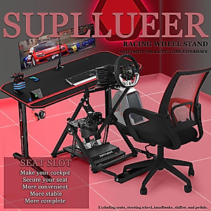 Supllueer Foldable Racing Wheel Stand with Seat Slot Fit for Logitech G25 G27 G29 G920 G923,Thrustmaster T248 T300RS T300 T500,Fanatec,Steering Wheel Stand,No Wheel,Shift,Pedals,TV