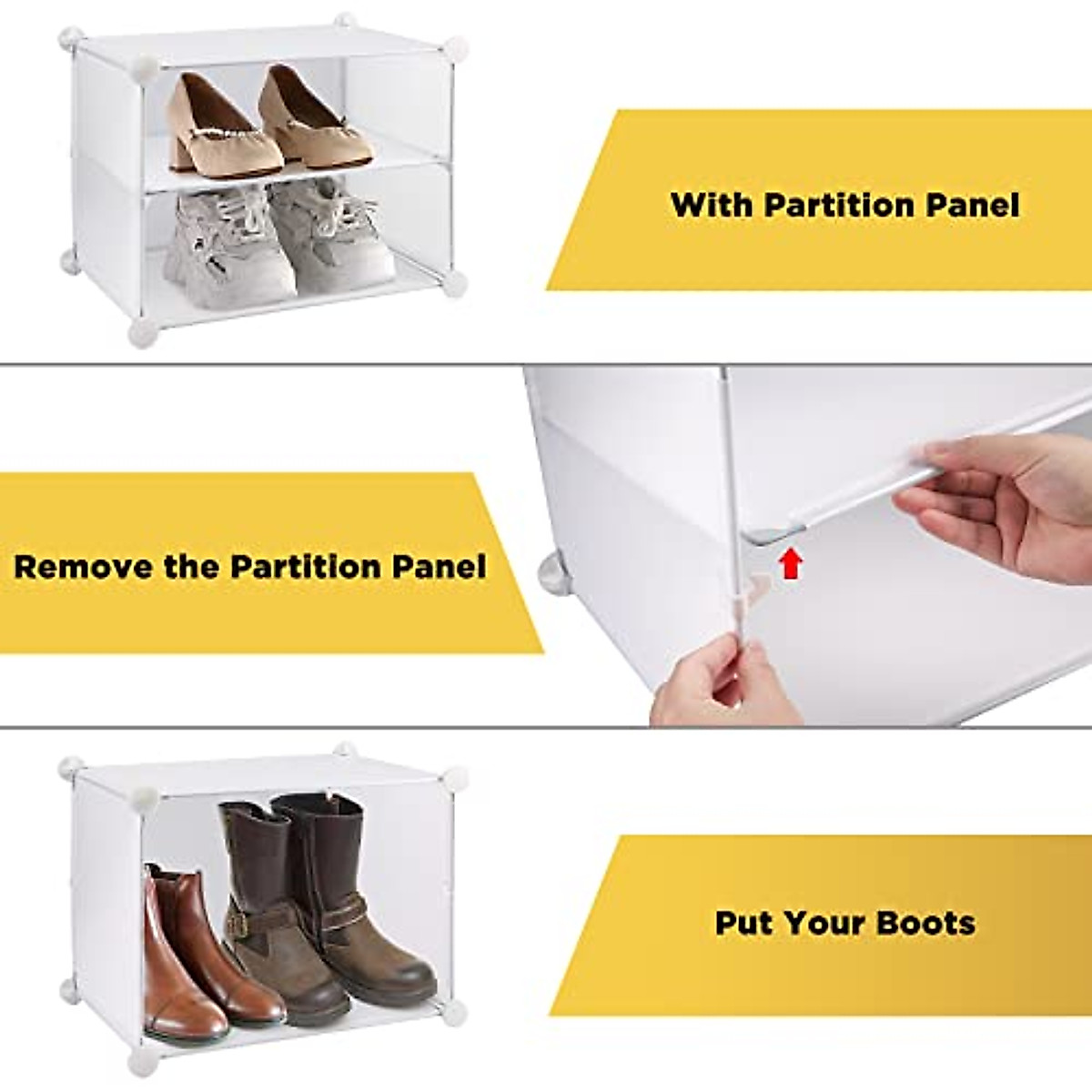 ASDET U&I Shoe Rack Organizer, 12 Tier Shoe Storage Cabinet 72 Pair Plastic Shoe Organizer 36 Grids Shoe Shelves for Closet Hallway Bedroom Entryway, White