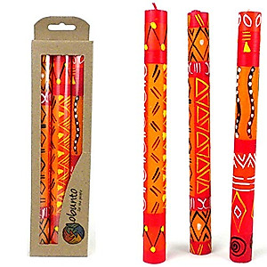 Set of Three Boxed Tall Hand-Painted Candles - Zahabu Design - Nobunto Candles