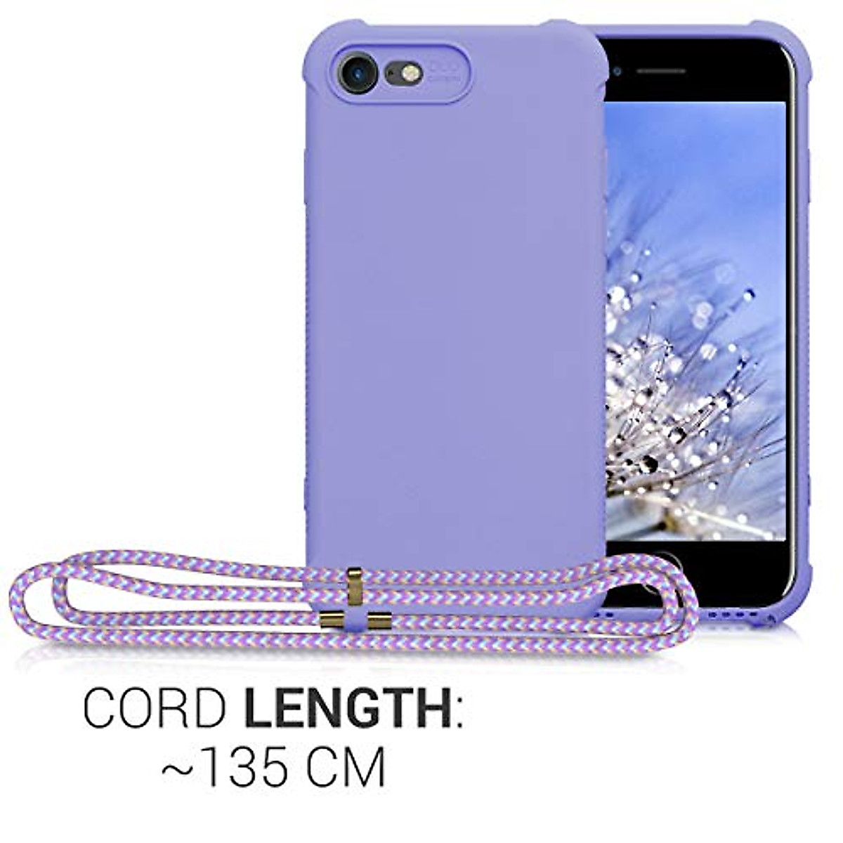 kwmobile Crossbody Case Compatible with Apple iPhone SE (2022) / iPhone SE (2020) / iPhone 8 / iPhone 7 Case - TPU Silicone Cover with Strap - Lavender