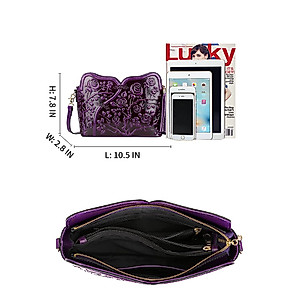 PIJUSHI Designer Leather Handbags for Women Ladies Floral Crossbody Shoulder Bags Clutch Purse (20093 Purple)