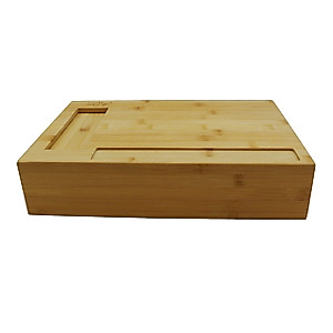 Chef Space Large Bamboo Sushi Prep Cutting Board with Space-Saving Storage Trays - 16" x 10"