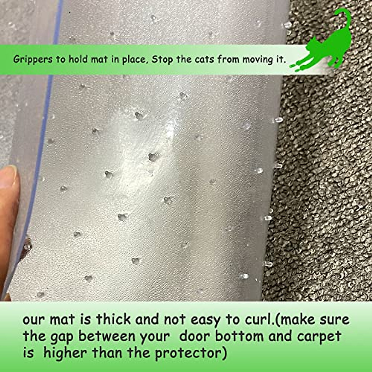 BiirBlue 8.2ft Carpet Protector for Pets, Cat Carpet Protector for Doorway, Anti Scratch Under Door Cat Scratch Protector Mat, Easy to Cut and Clean Plastic Carpet Scratch Stopper